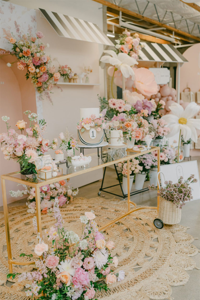 Giant Paper Flowers at Flower Market First Birthday