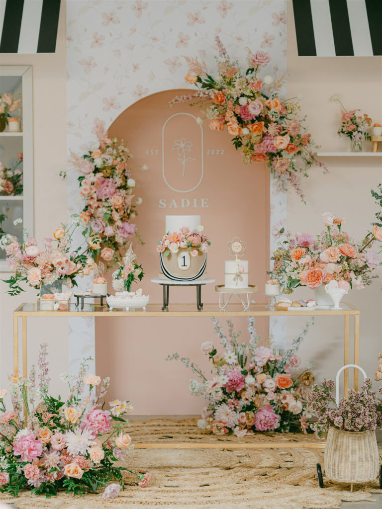 Giant Paper Flowers at Flower Market First Birthday